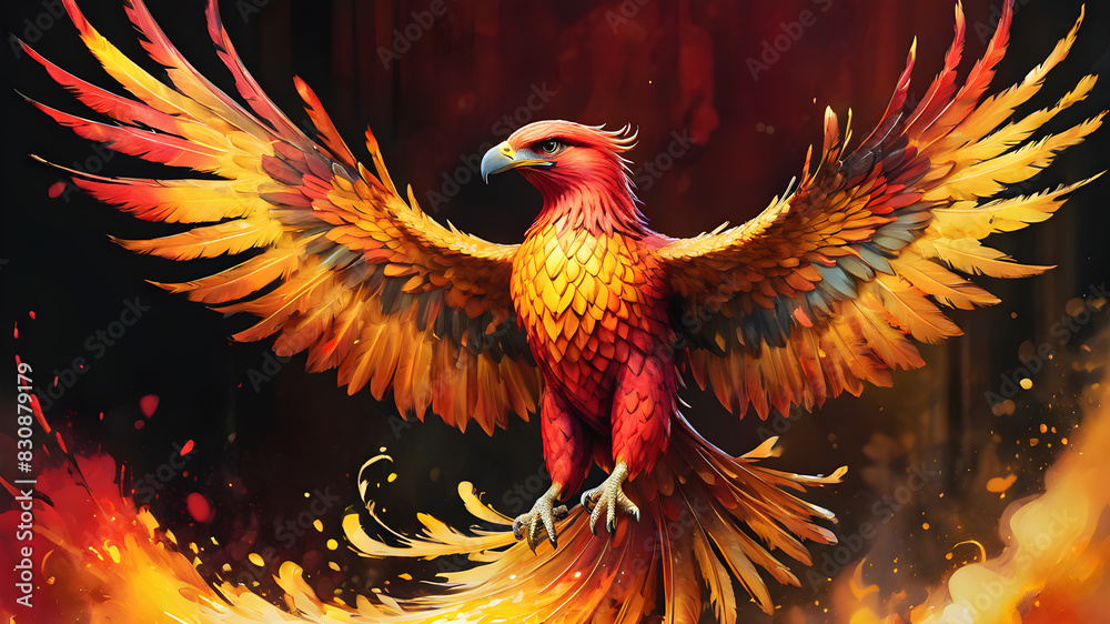 Phoenix bird fire fantasy firebird abstract magic 3D eagle animal ...