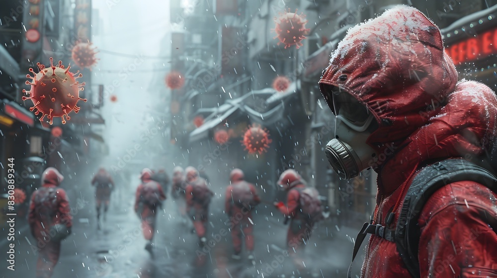 Eerie Post Apocalyptic Scene of a Crowd in Hazmat Suits Amid a Viral ...