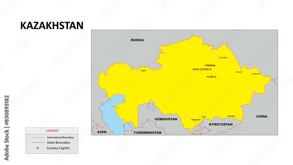 Kazakhstan Map. Major city in Kazakhstan. Political map of Kazakhstan ...