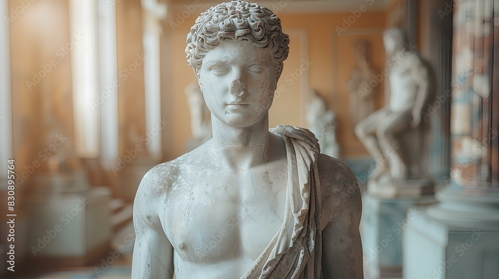 Marble statue of an Ancient Greek man. Ancient Greek architecture and ...