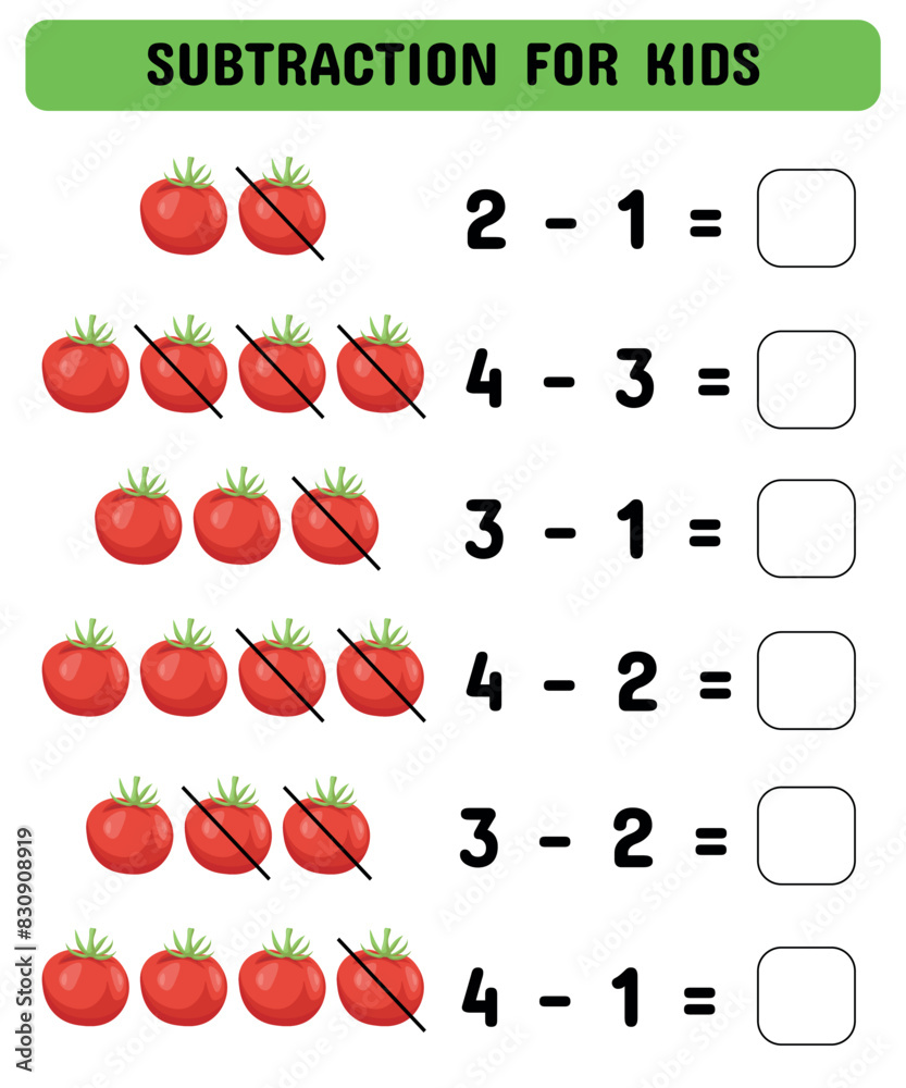 Mathematical game with tomatoes for kindergarten and preschoolers ...