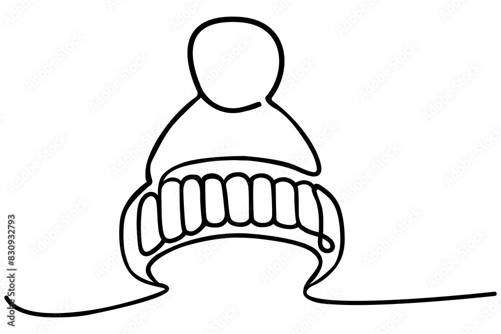 Winter hat, continuous one line drawing. Vector illustration Stock ...