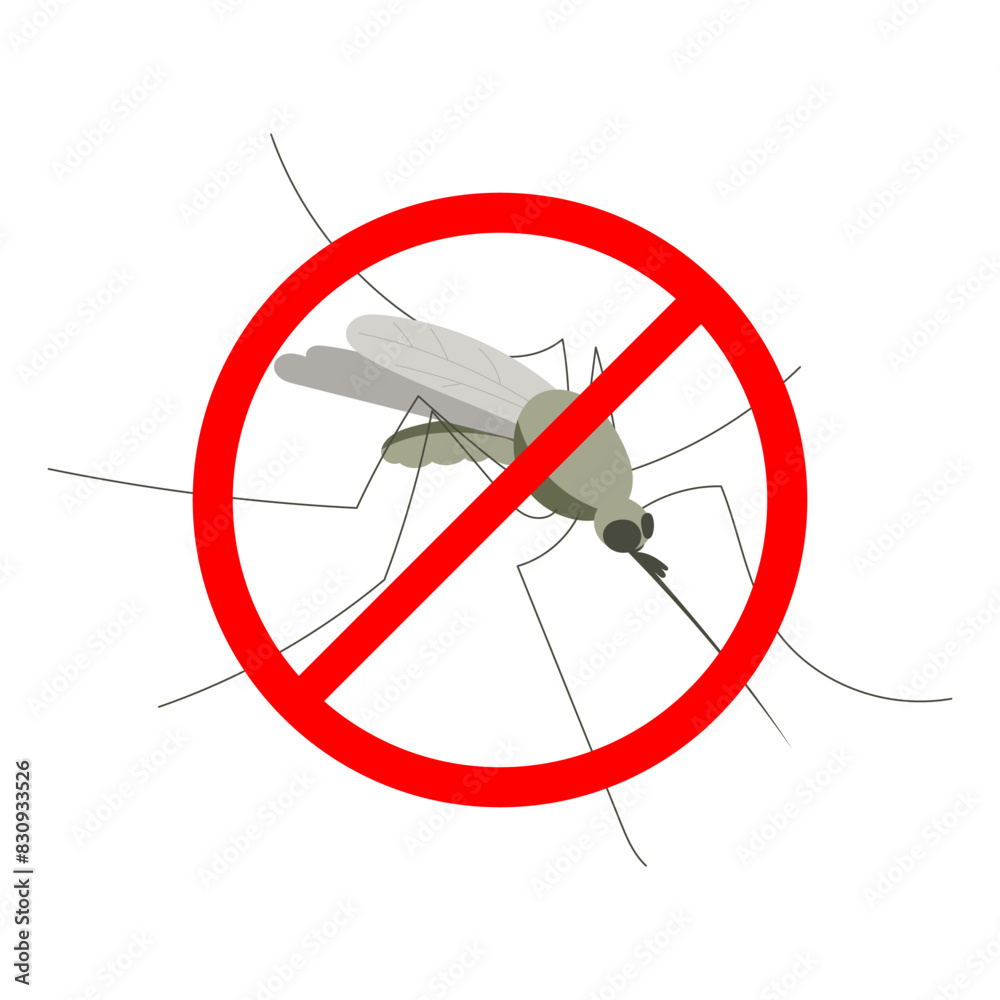 No mosquito fly. Anti gnat or stop midge icon, insect repellent spray ...