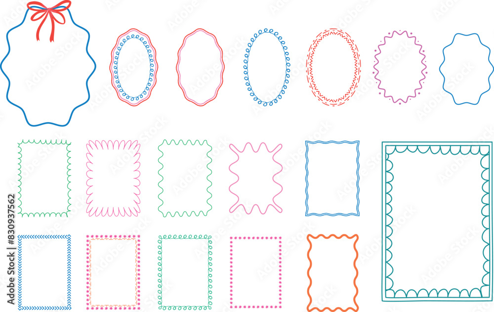 Poster Scalloped wave-edge frame with a doodle border featuring a ...