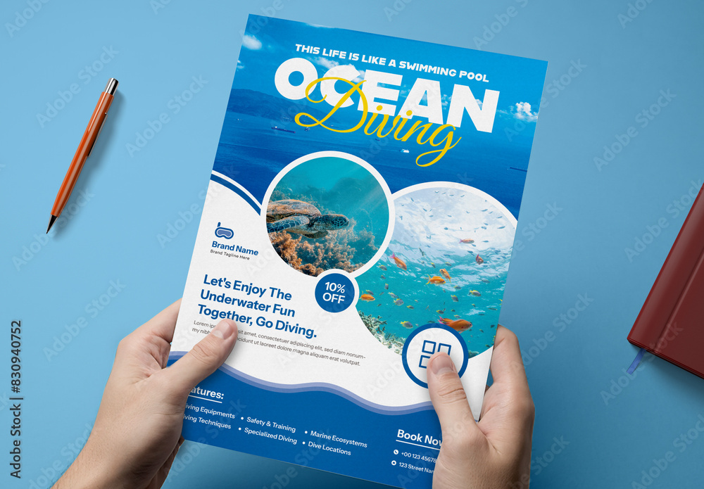 Ocean Diving Flyer Template Stock Template | Adobe Stock