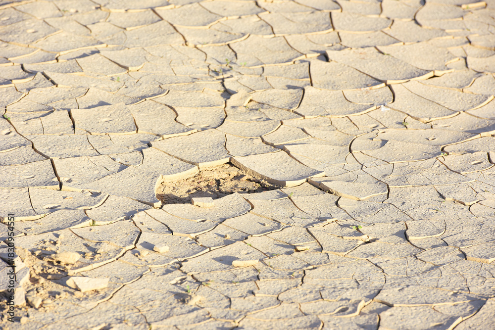 Cracked, parched earth showing the consequences of extreme drought ...
