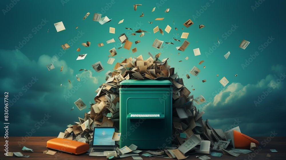 Overflowing mailbox and scattered letters capture a chaotic mail scene ...