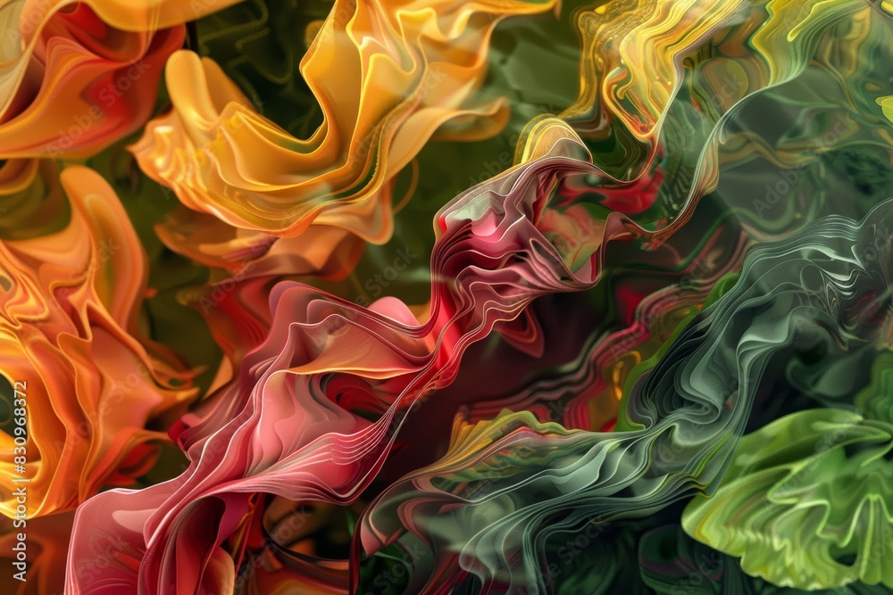 Abstract artwork that celebrates the resilience and regrowth of nature ...