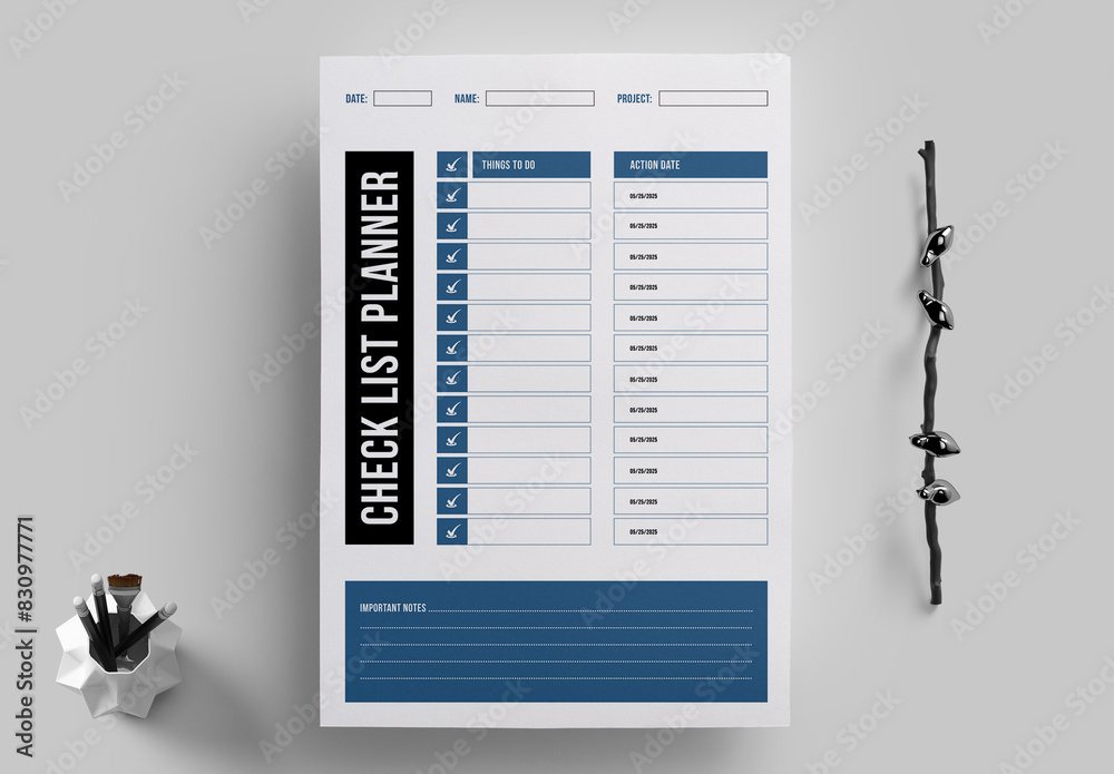 Minimal Check List Planner Stock Template | Adobe Stock