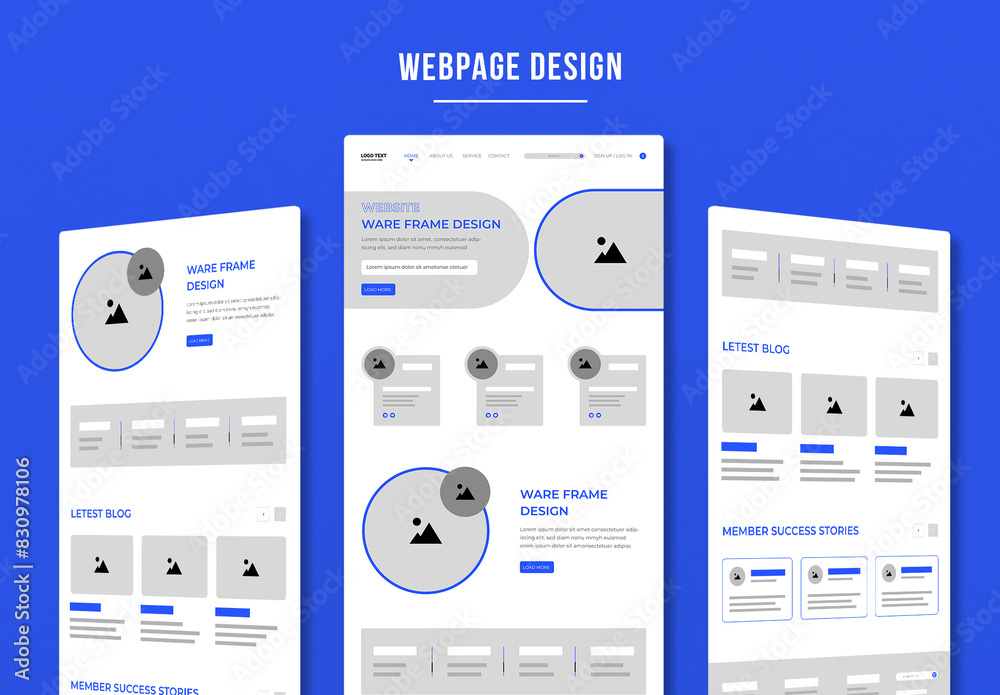 Wireframe Landing Page Layout Stock Template | Adobe Stock