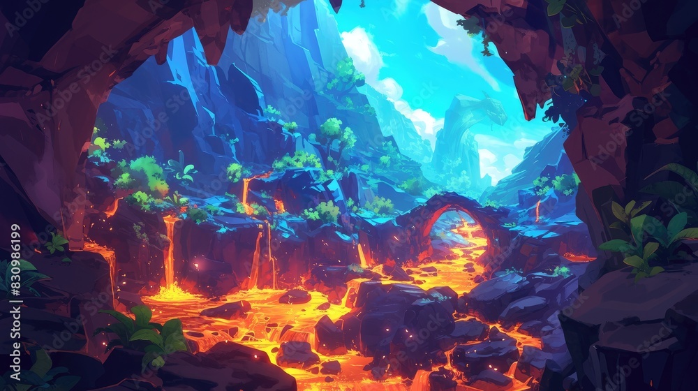 Immerse yourself in the mysterious depths of a dark cavern where a ...