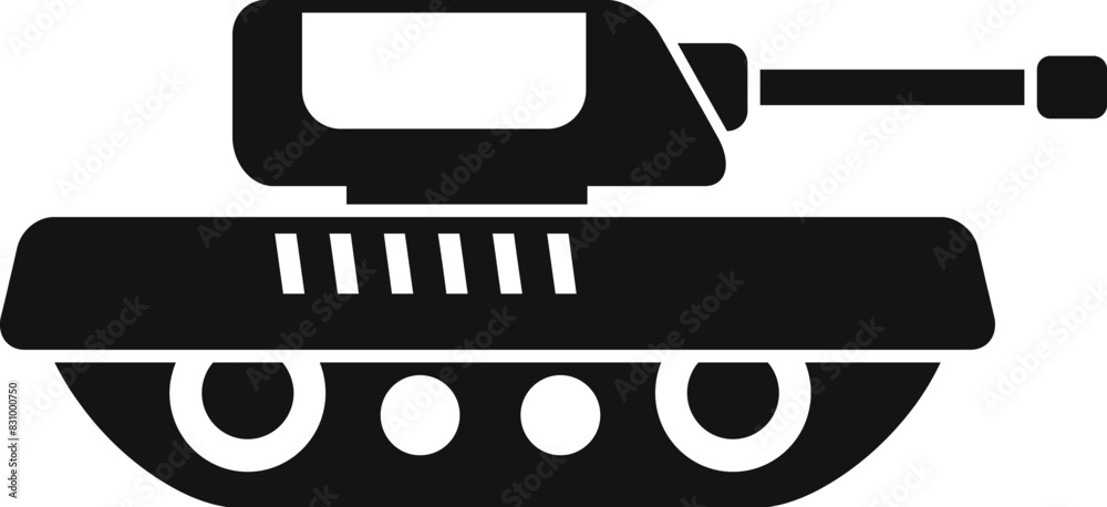 Simplified black and white tank silhouette icon in vector graphic ...