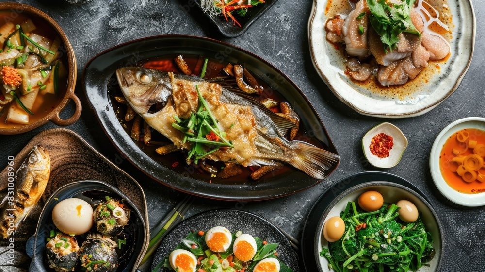 Popular Chinese Dishes at Mala Restaurant Grilled Fish with Herbs ...