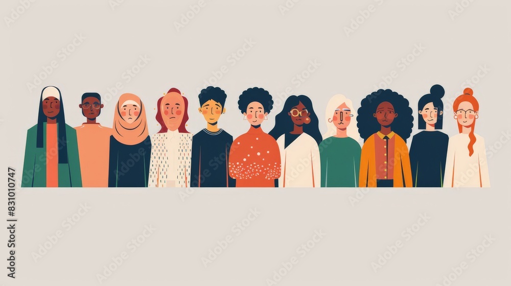 A flat design illustration of diverse backgrounds, with characters ...