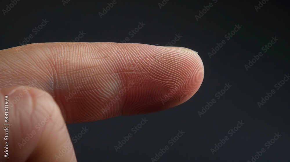 Finger with friction ridges on dark background, macro view Stock ...