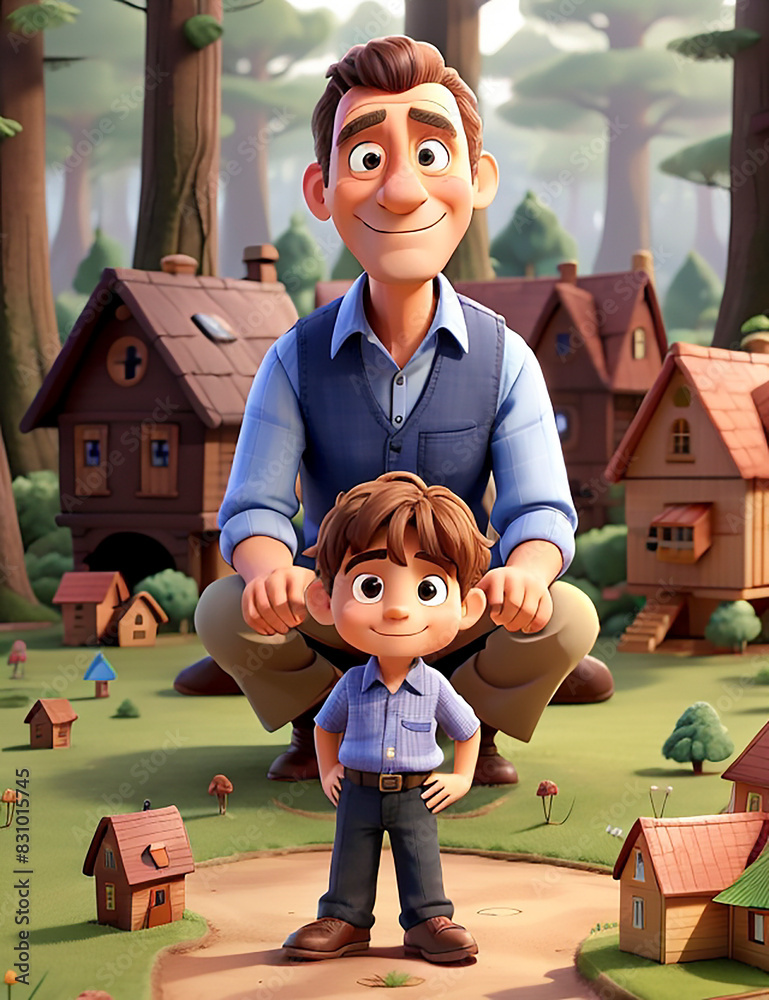 Ai generate image illustration of a father with his beloved child to ...