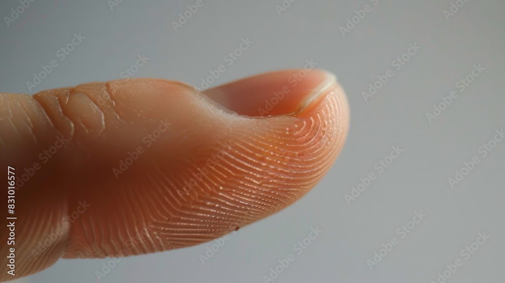 Finger with friction ridges on dark background, macro view Stock ...