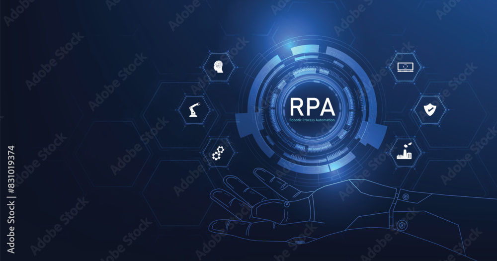 Robotic process automation (RPA ) concept. Business machines technology ...
