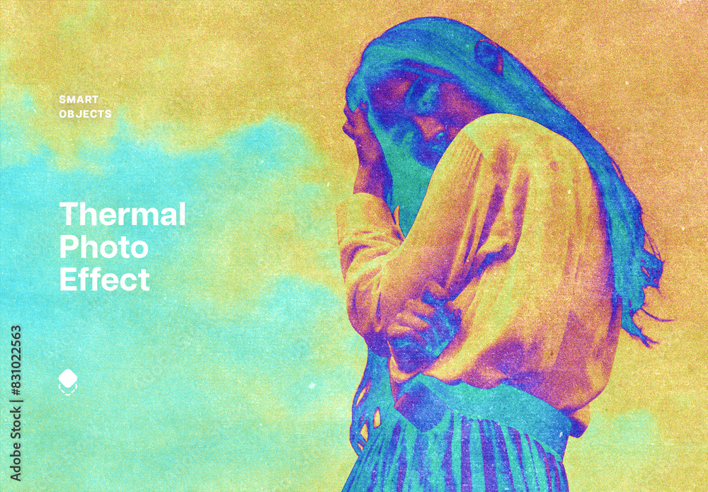 Thermal Photo Effect Mockup Stock Template | Adobe Stock