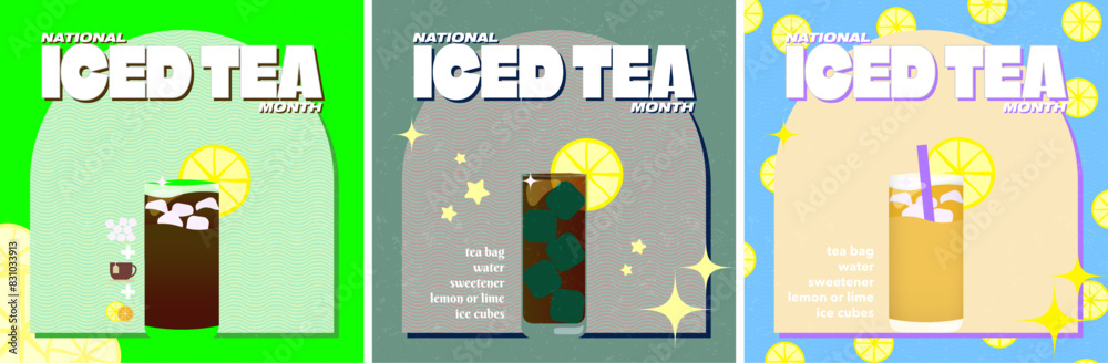 Trendy National Iced Tea Posters, celebrated on June 10. Glass of iced ...