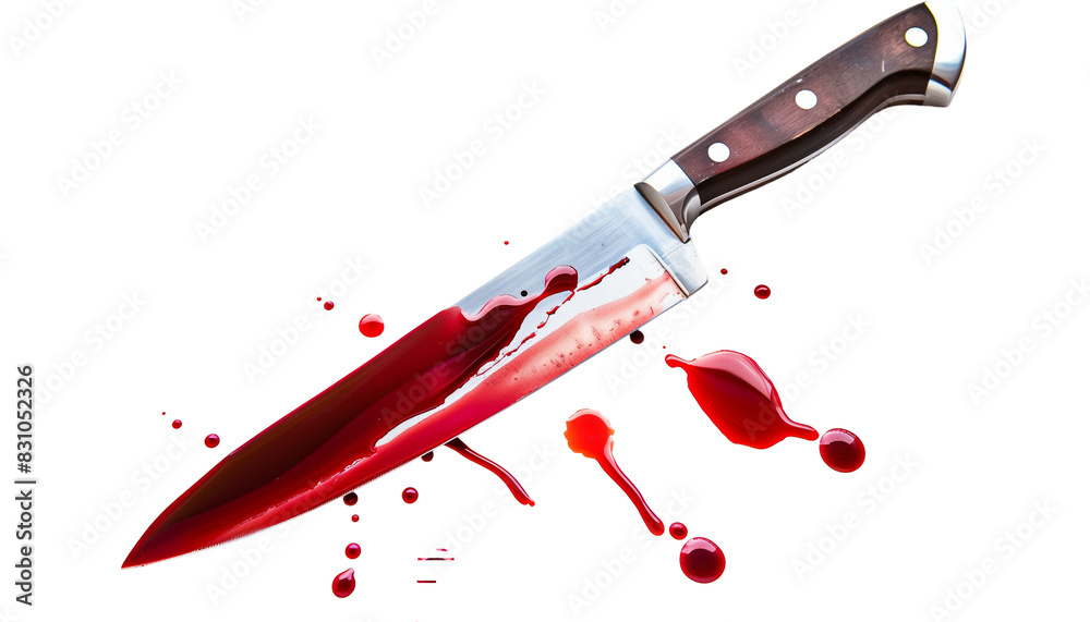 Kitchen Knife with Blood Dripping on Transparent Background - Horror ...