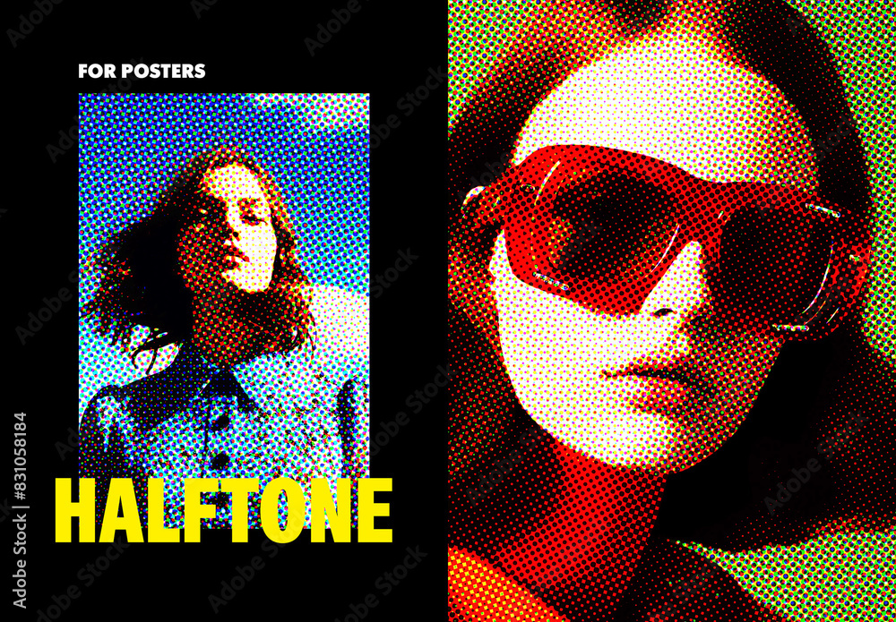 Riso Halftone Poster Photo Effect Mockup Stock Template | Adobe Stock