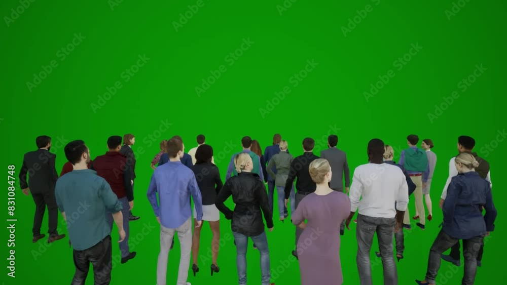 Vidéo Stock 3d people green screen chroma key background dance walk ...