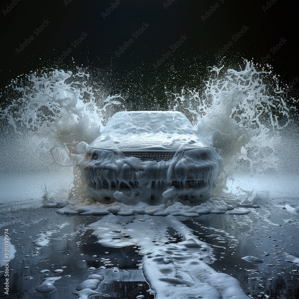 Car Wash Splash, Dynamic Water Splashing on Car, Detailed Illustration ...