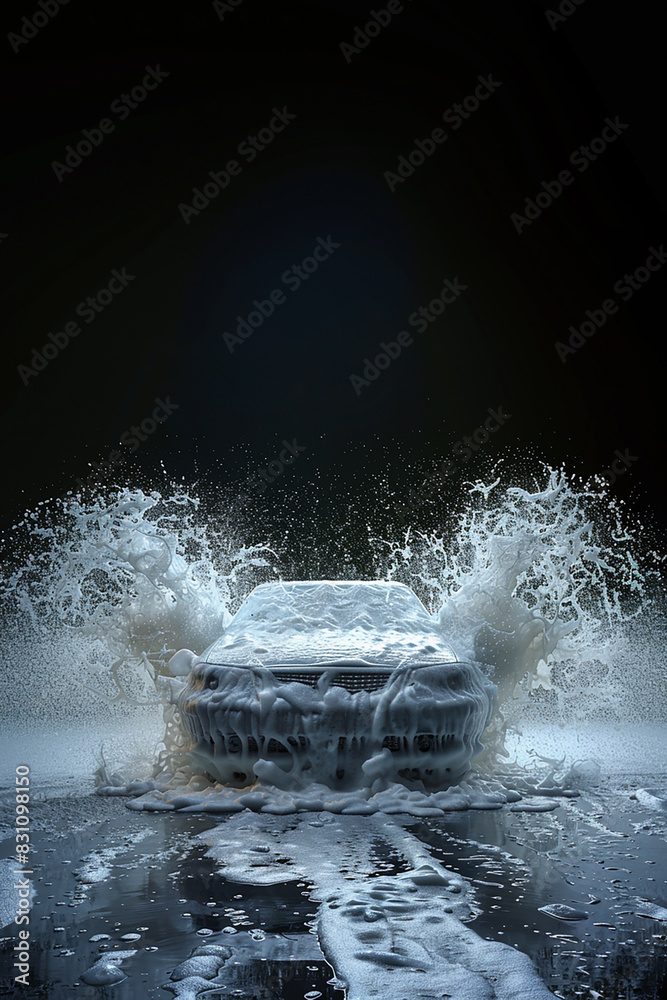 Car Wash Splash, Dynamic Water Splashing on Car, Detailed Illustration ...