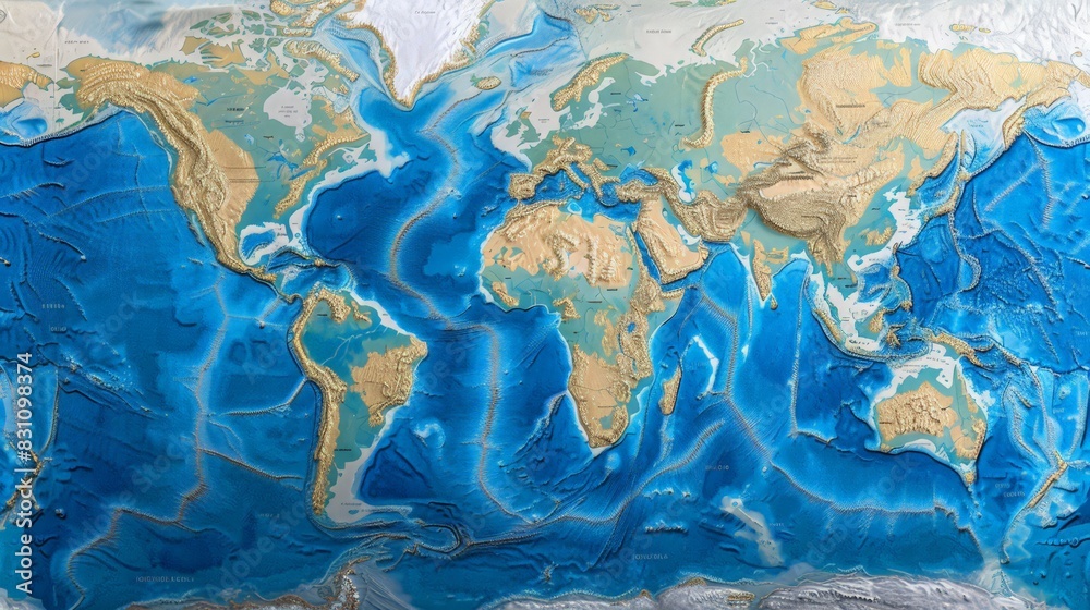 Create a world map depicting the routes of major ocean currents and ...