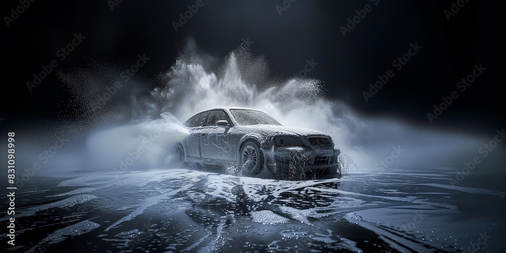 Car Wash Splash, Dynamic Water Splashing on Car, Detailed Illustration ...