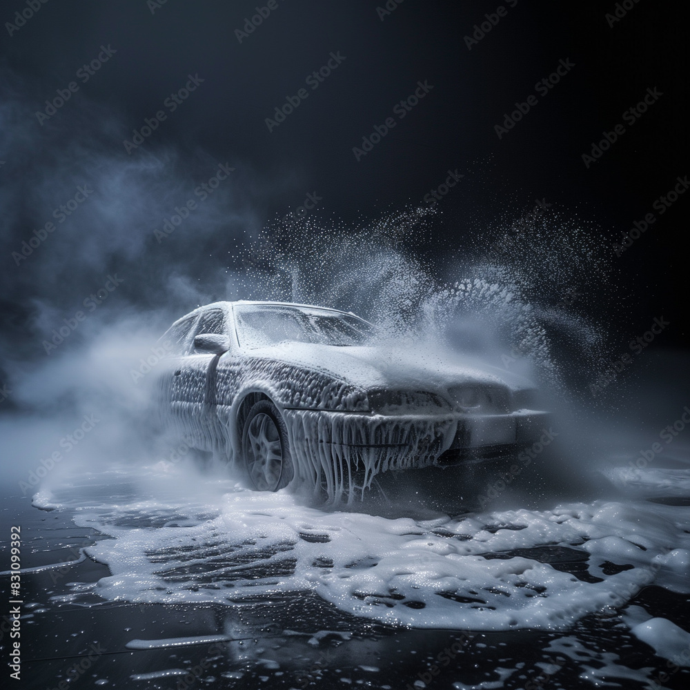 Car Wash Splash, Dynamic Water Splashing on Car, Detailed Illustration ...