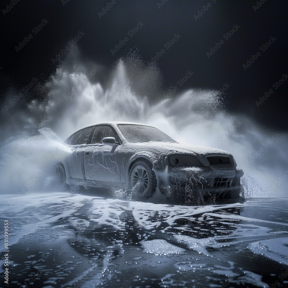 Car Wash Splash, Dynamic Water Splashing on Car, Detailed Illustration ...