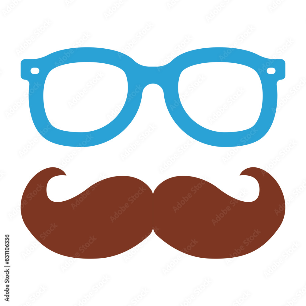 Eyeglasses and Big mustache Dads Dad Element Logo Concept Vector Icon ...