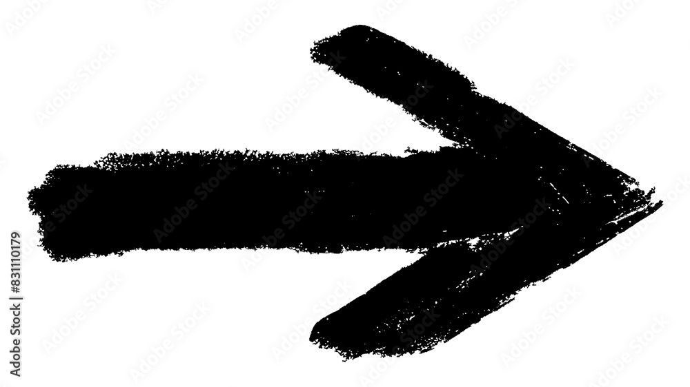 Black arrow png brush stroke texture, transparent background Stock ...