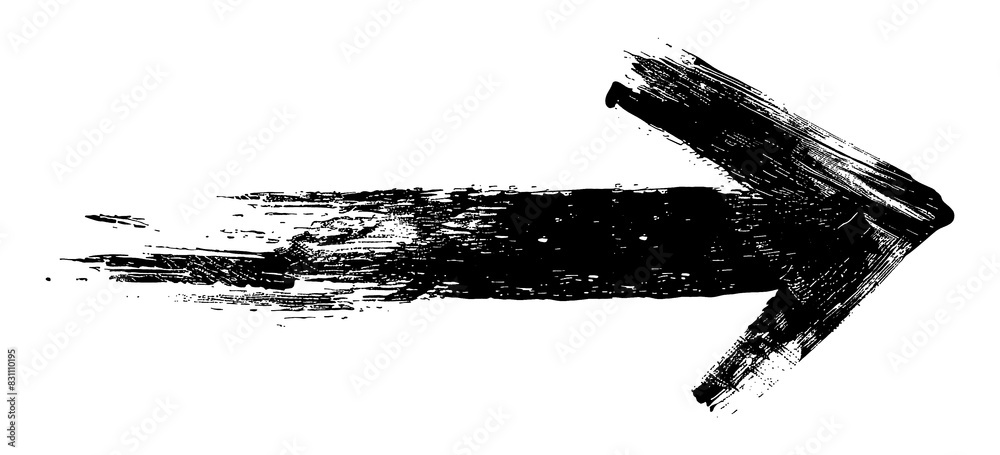 Black arrow png brush stroke texture, transparent background Stock ...