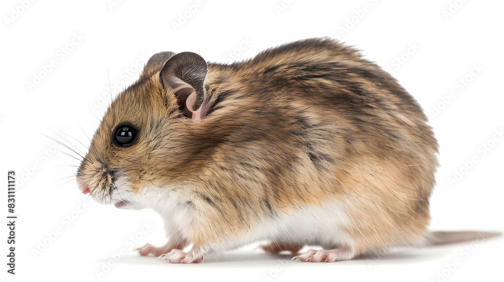Side view of a european hamster on its hind legs, cricetus cricetus ...