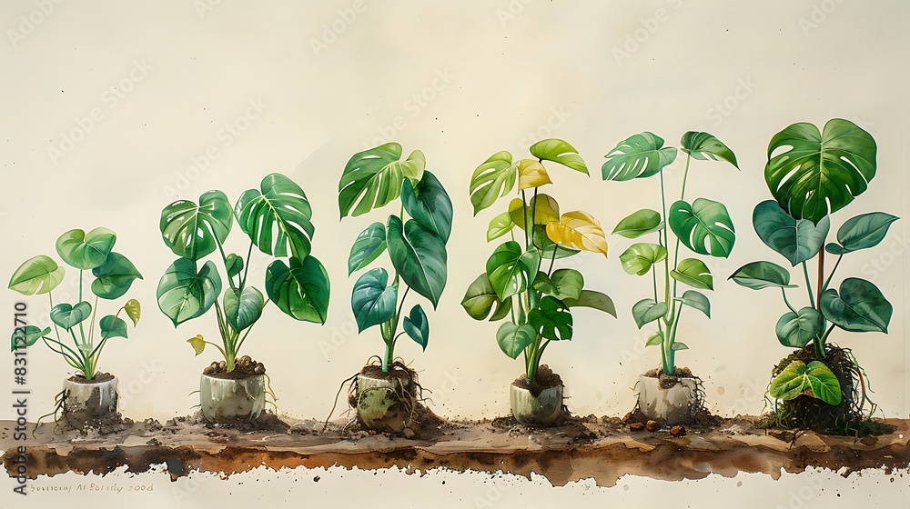 Growing Monstera Albo: Draw the sequence of growth from seed to adult ...