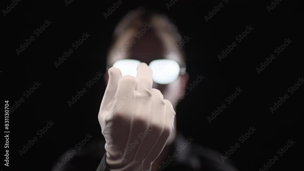 Anime villain with glowing eyeglasses showing the middle finger 4K ...