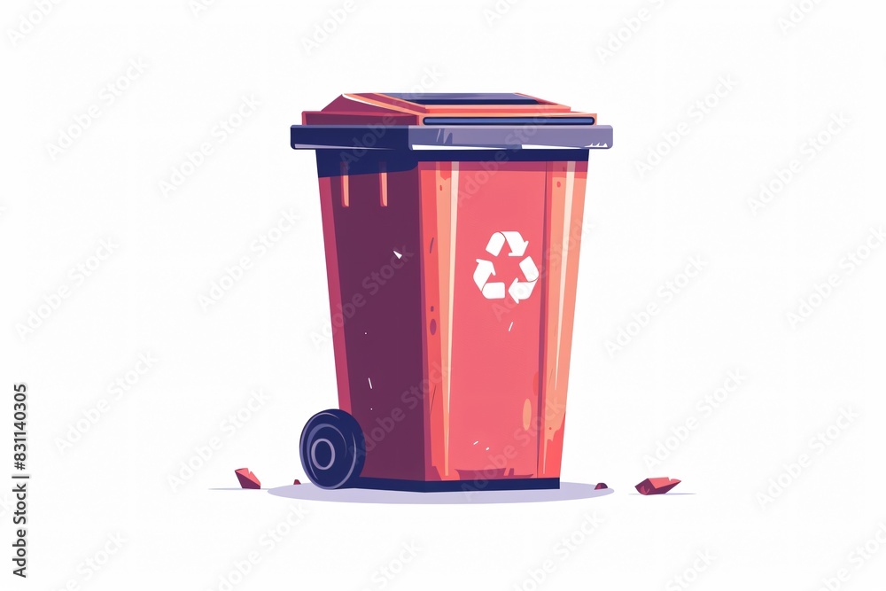 Red trash bin recyclet sign Stock Illustration | Adobe Stock