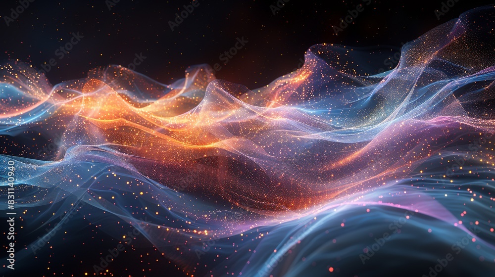 Dynamic depiction of a quantum field with AI algorithms flowing through ...