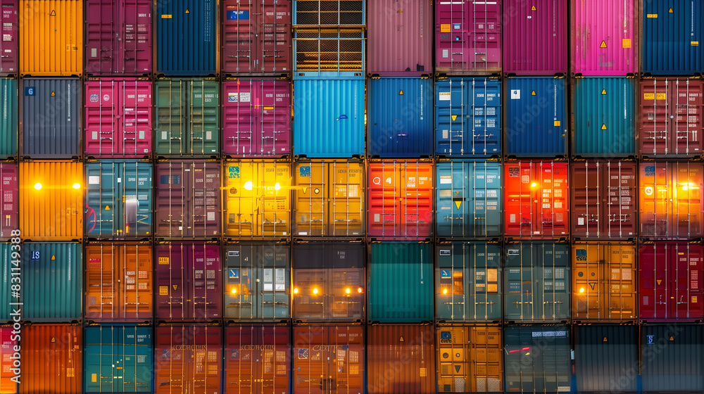 Multi color of logistics, cargo container stack, and transportation, a ...