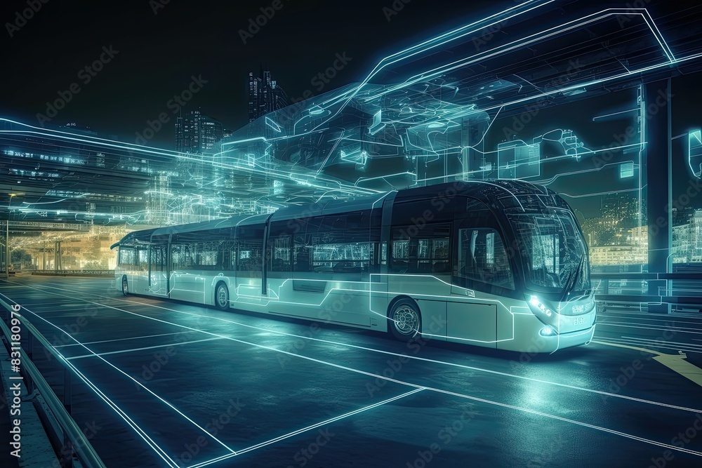 high speed public bus sci fi tech innovation Stock Illustration | Adobe ...
