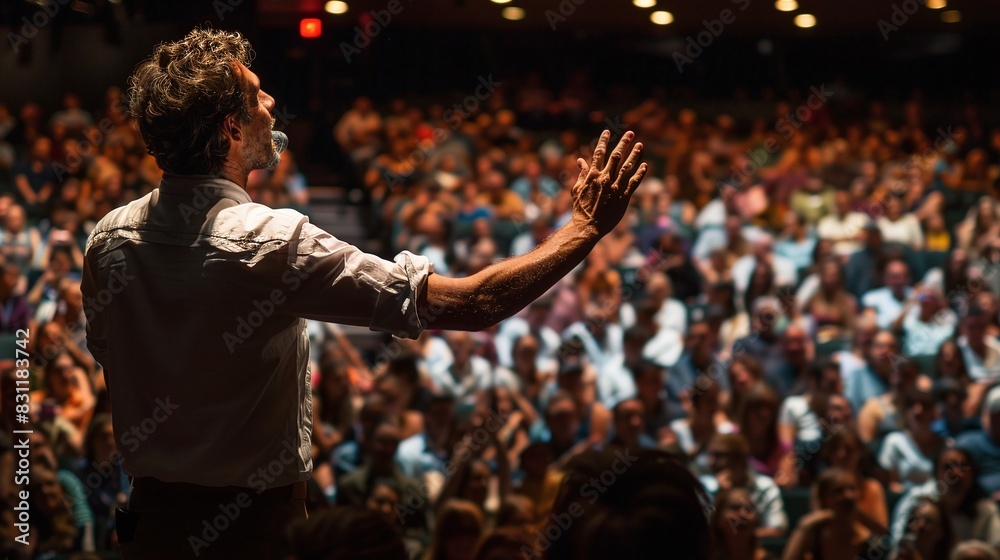 A politician's back as they face a hopeful crowd on election day. Vote ...