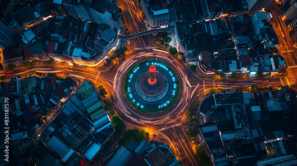 Top view of the ring road traffic expressway is an important infrastructure. Roads and ...