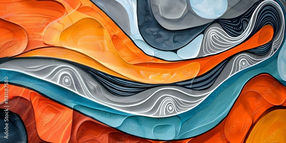 Colorful Aboriginal artwork depicting the Rainbow Serpent a significant ...