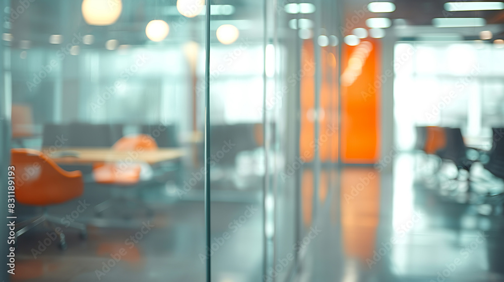 Blurred image of office building View inside the blurred background to ...