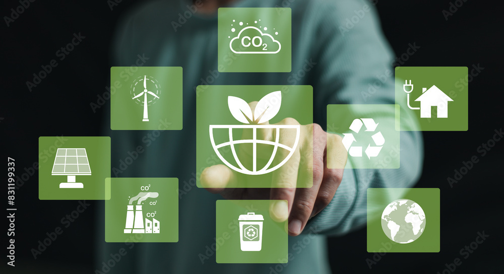 Hand holding global saving clean energy earth, save the world ...