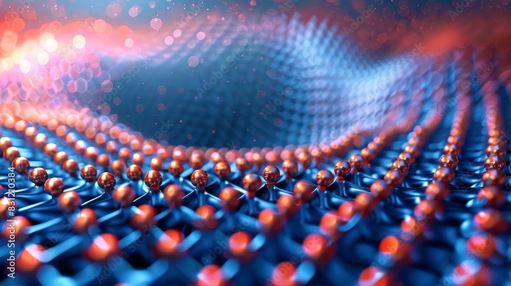 Abstract 3d Render Of A Nanostructure With Red And Blue Color Scheme