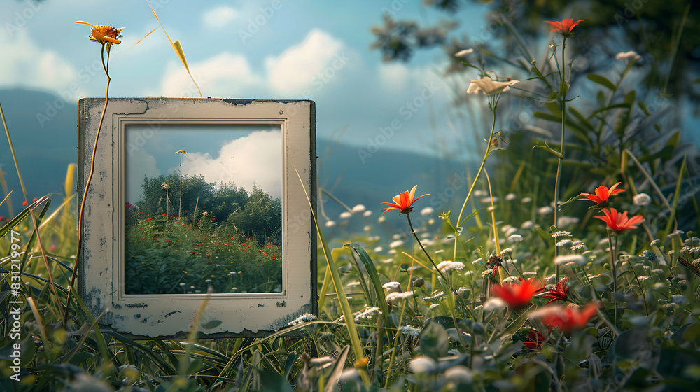 High resolution photo realistic Polaroid style border frame mockup with ...